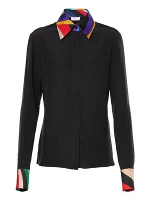 Emilio Pucci Silk Crêpe De Chine Polo Shirt - Black