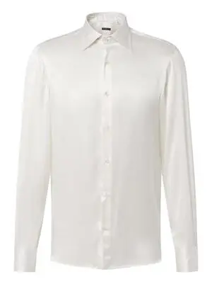Rubinacci Silk Satin Tuxedo Shirt - White