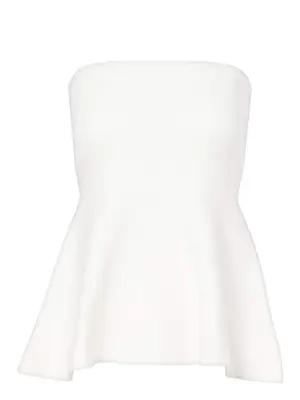 THE FRANKIE SHOP Agathe Knitted Peplum Top - White