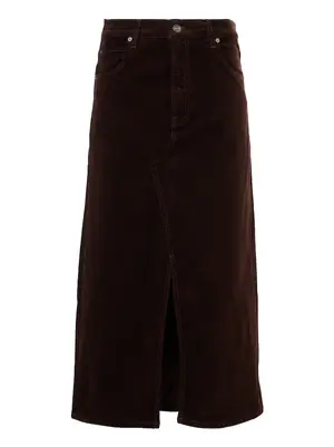 FRAME The Cord Corduroy Midi Skirt - Brown