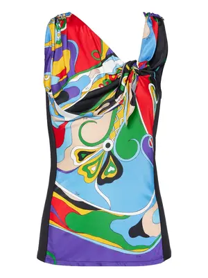 Emilio Pucci Orchidee Tie-neck Top - Multicoloured