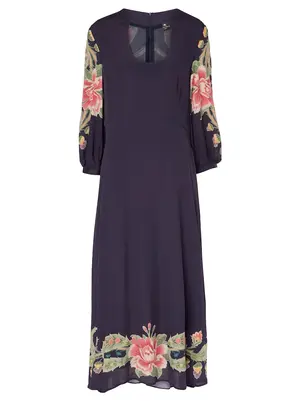 Etro Floral Print Maxi Dress - Blue