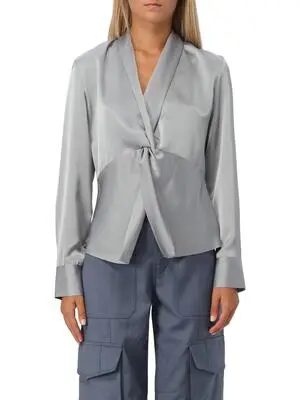 HANITA Long Sleeve Knot Detailed Shirt - Grey