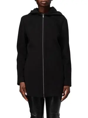 HANITA Zip Up Hooded Coat - Black