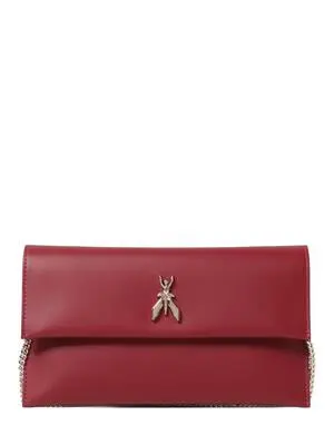 Patrizia Pepe Patrizia Pepe Leather Clutch With Metallic Mesh Strap Red