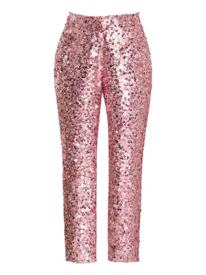 Delpozo Sequined Straight-Leg Pants Pink