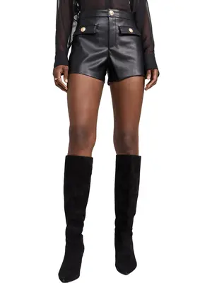 L'Agence Dionne Faux Leather Shorts - Black