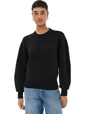 Another Tomorrow Cashmere Knit Sweatshirt - Black