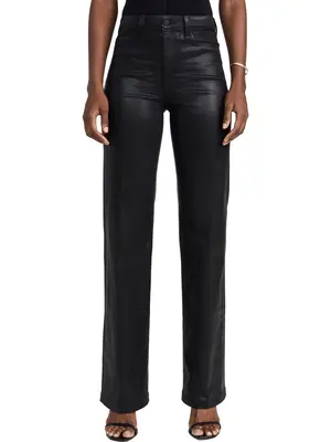 L'Agence Clayton Wide-leg Jeans - Noir Coated