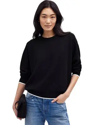 Madewell Merino Wool Crewneck Sweatshirt True Black Combo