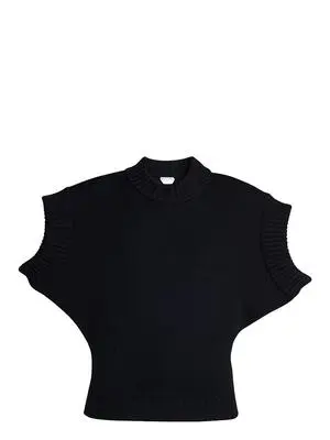 Bottega Veneta Short Sleeve Wool Sweater - Nero