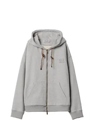 Miu Miu Cotton Fleece Zip-up Sweatshirt - Grey