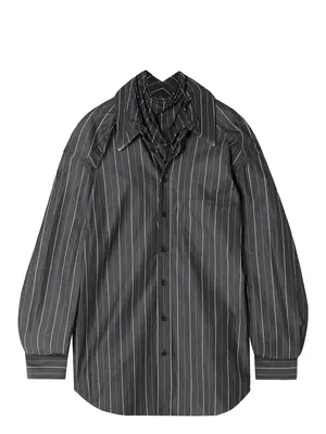 Y/project Pinstriped Jersey-trimmed Cotton-poplin Shirt - Gray