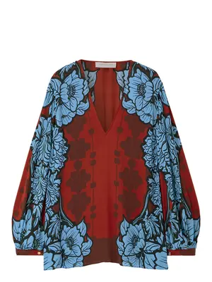 Borgo De Nor Stellan Floral-print Blouse - Blue