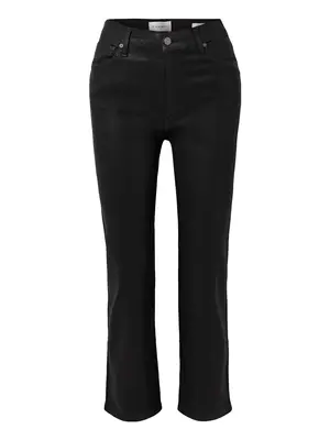 FRAME Le Sleek Coated Straight-leg Jeans - Black