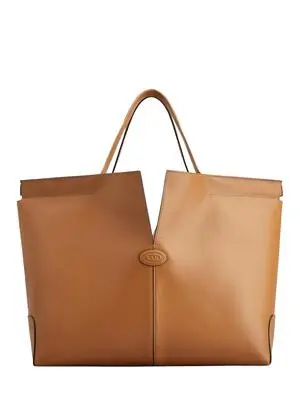 TOD'S Medium Leather Tote Bag - Cuoio
