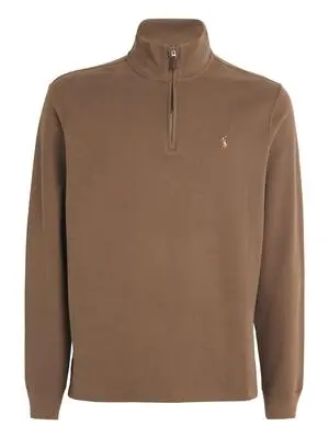 Ralph Lauren Cotton Quarter-zip Sweater - Brown