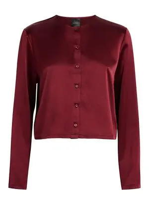 LESET Satin Barb Cardigan - Burgundy