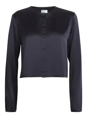 LESET Satin Barb Cardigan Navy
