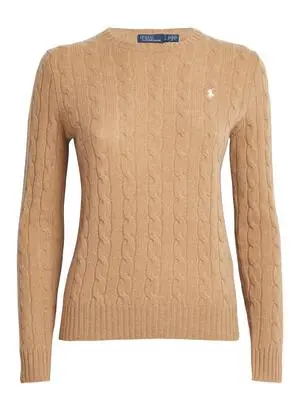 Polo Ralph Lauren Polo Ralph Lauren Wool-Cashmere Julianna Cable Knit Sweater Beige