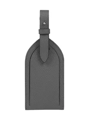 Smythson Smythson Leather Panama Luggage Tag Grey