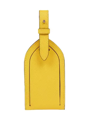 Smythson Smythson Leather Panama Luggage Tag Yellow