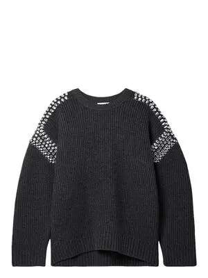 A.L.C. Colby Crystal-embellished Merino Wool Sweater - Dark Gray