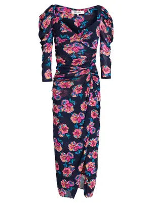 Diane Von Furstenberg Pansy Floral-print Midi Dress - Navy