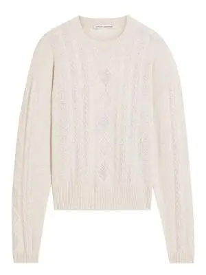 Autumn Cashmere Crystal-embellished Cable-knit Cashmere Sweater - Beige