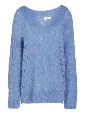 Naadam Open-knit Oversized Sweater - Light Blue