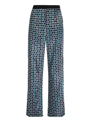 Diane Von Furstenberg Printed Velvet Straight-leg Pants - Black