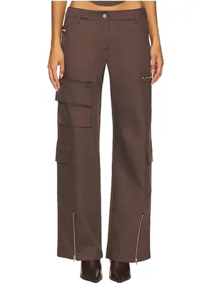 BY.DYLN Lucious Twill Cargo Pants - Chocolate