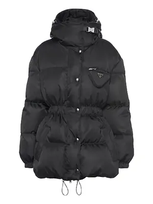 Prada Re-nylon Hooded Down Jacket - Black