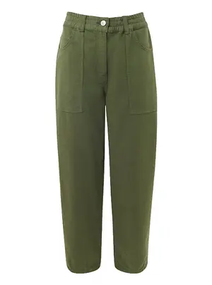 Whistles Regular-fit High-rise Stretch-cotton Trousers - Khaki/olive