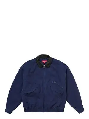 Supreme Leather Collar Utility Jacket - Navy Blue