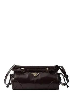 Prada Brand-Plaque Leather Shoulder Bag Brown