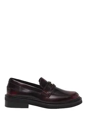 Maje Coin-embellished Leather Loafers - Burgundy