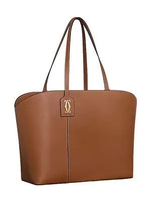 CARTIER C De Leather Tote Bag - Caramel