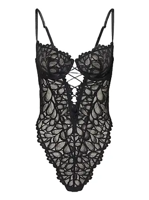 SAVAGE X FENTY Underwired Lace Teddy - Caviar