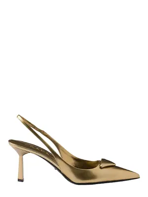 Prada Metallic-leather Slingback Courts - Gold/silver