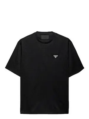Prada Brand-plaque Oversized-fit Polyester T-shirt - Black