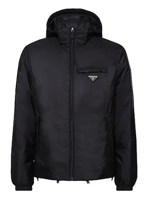 Prada Re-nylon Padded Hooded Jacket - Black