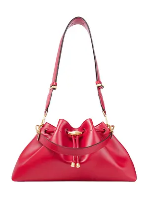 JIMMY CHOO Leather Shoulder Bag - Ruby Red/gold
