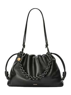 Loewe Loewe Flamenco Leather Shoulder Bag Black