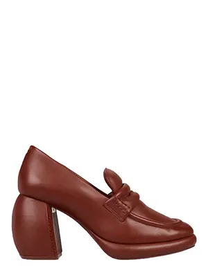 MARTINE ROSE X CLARKS Leather Heeled Loafers - Ox-blood Leather