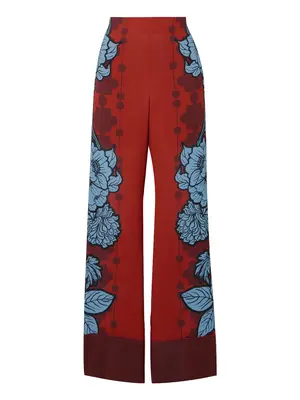 Borgo De Nor Havana Floral-print Pants - Blue