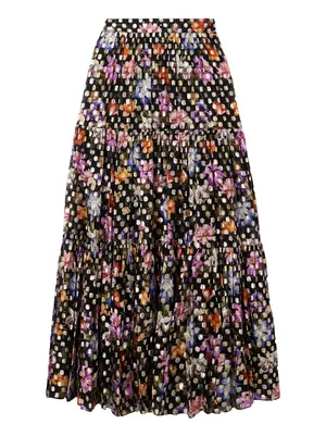 Borgo De Nor Frey Floral-print Maxi Skirt - Black
