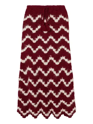 Escvdo Safi Crocheted Alpaca Midi Skirt - Burgundy