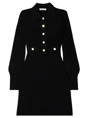 Veronica Beard Lauper Embellished Ribbed-knit Midi Dress - Black