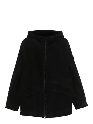 Stone Island Hooded Suede Jacket - Black